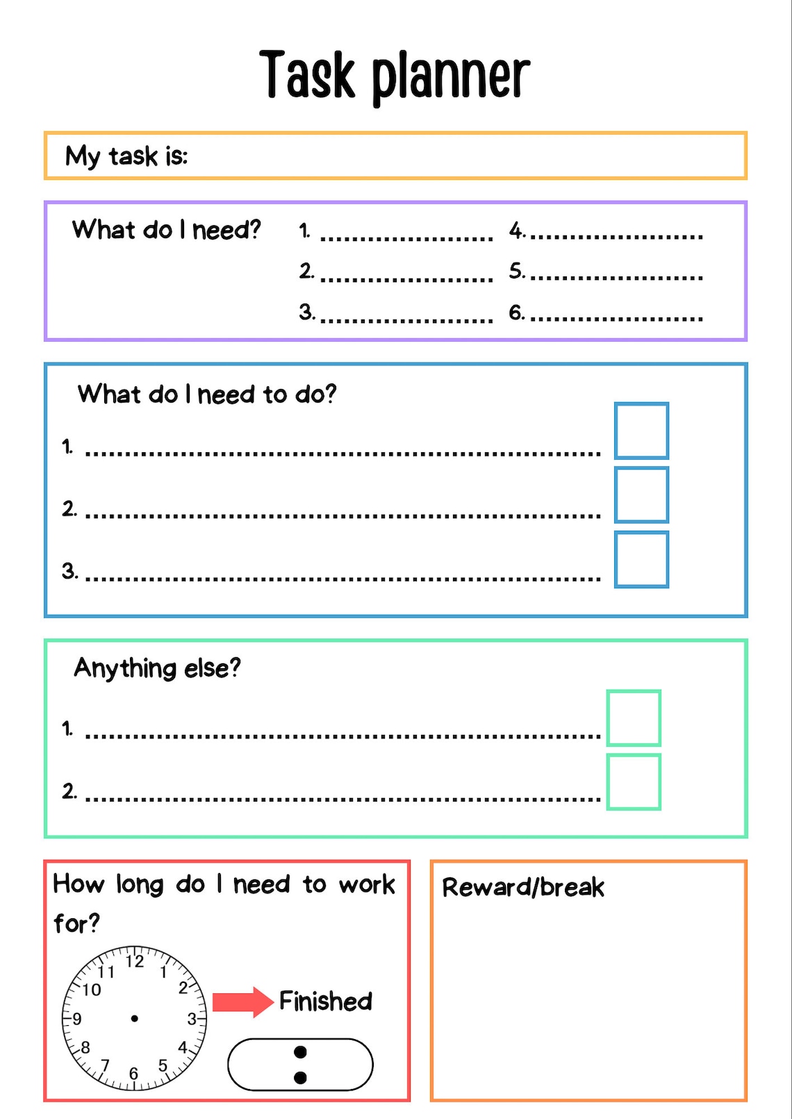 Task Planner, Task Breakdown Planning, Task Plan for SEN Child, Task ...