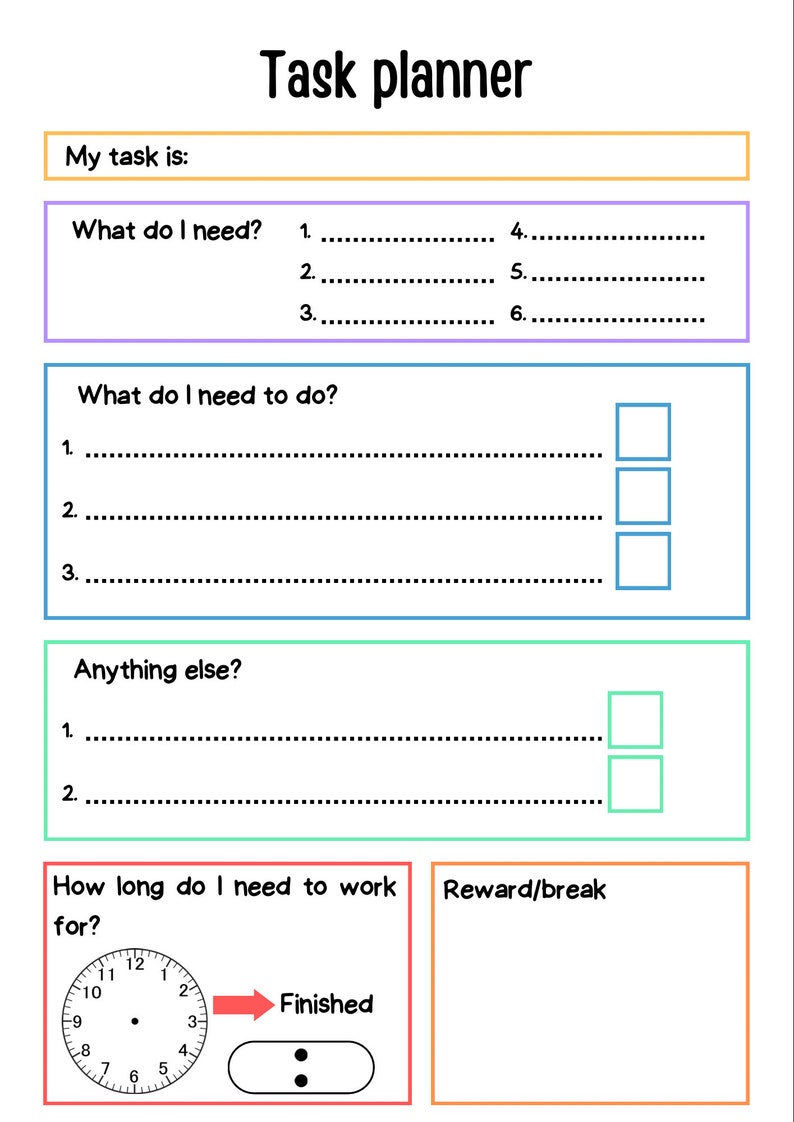 Task Planner for SEN Children: Visual Aid (digital Download) - Etsy