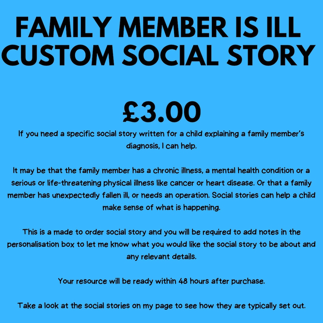 Family Member is Ill Custom Social Story | Custom Social Story | Social ...