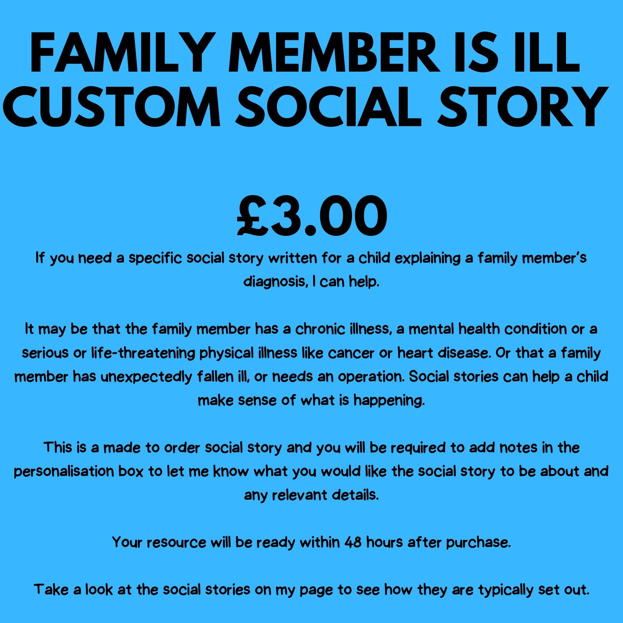 Family Member is Ill Custom Social Story | Custom Social Story | Social ...
