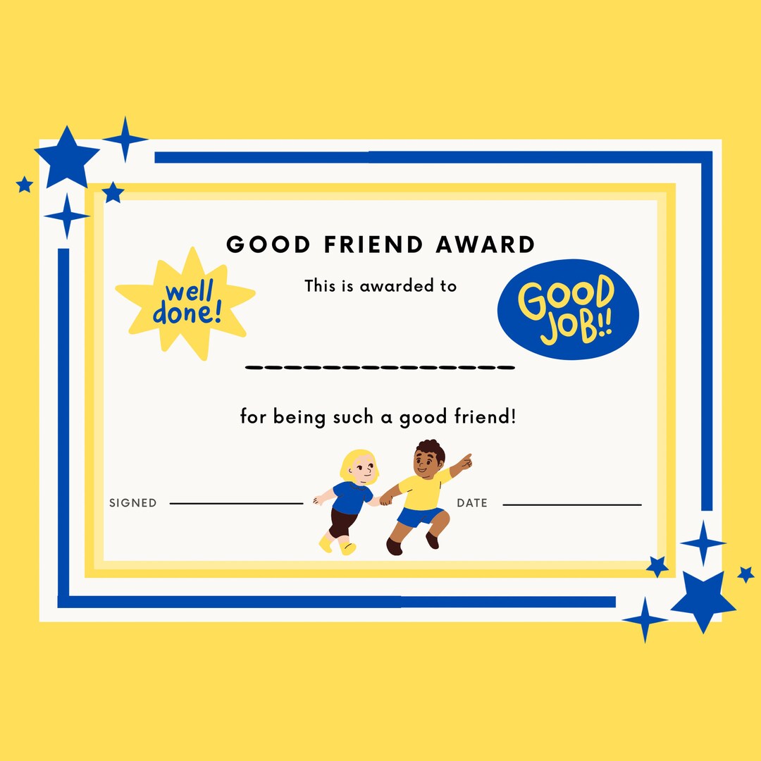Good Friend Certificate Friendship Certificate School Friend ...