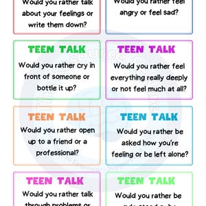 Would You Rather Therapy Game for Teens | Mental Health Question Cards ...