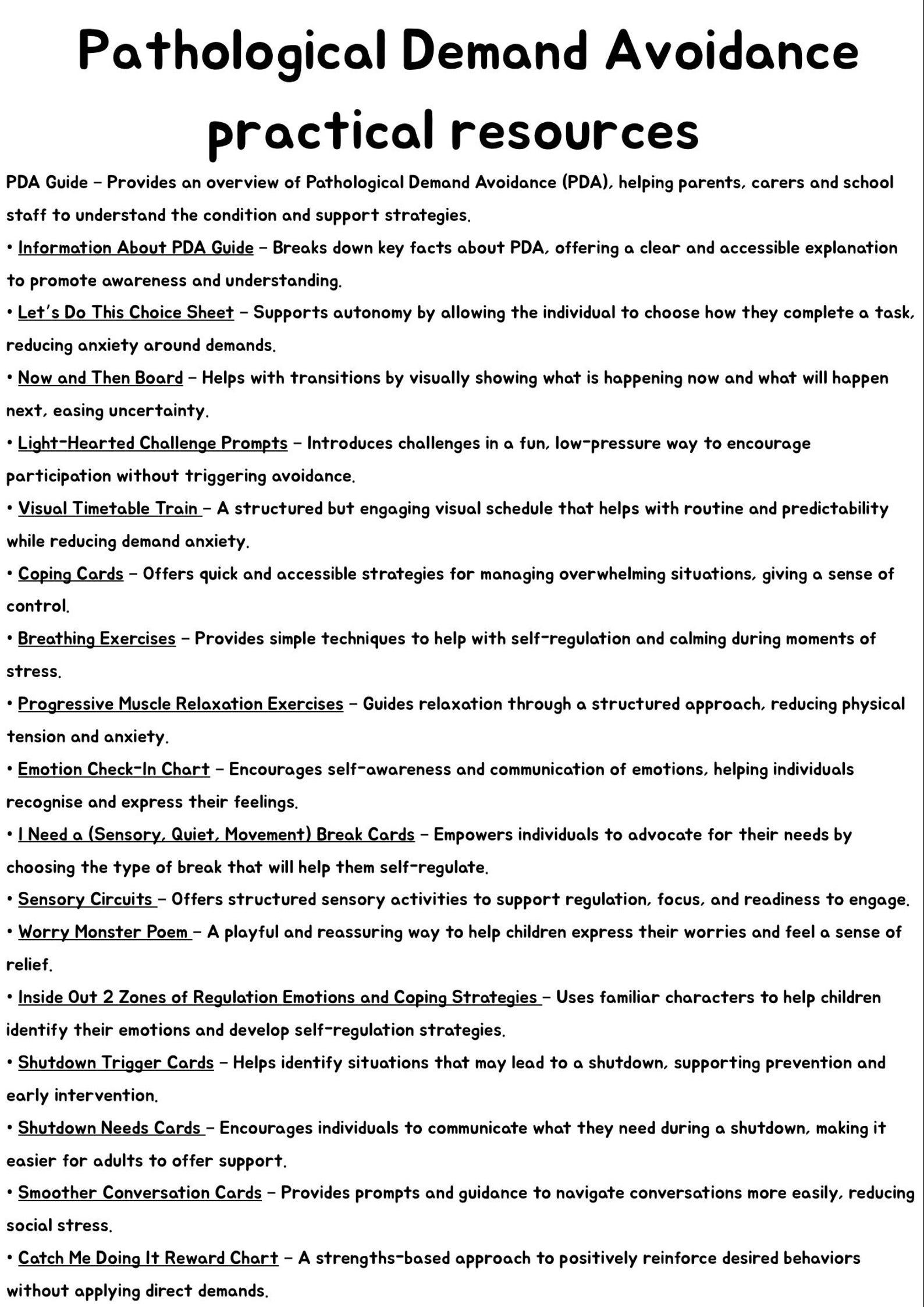 Pathological Demand Avoidance Resources Bundle | PDA Resources | PDA ...