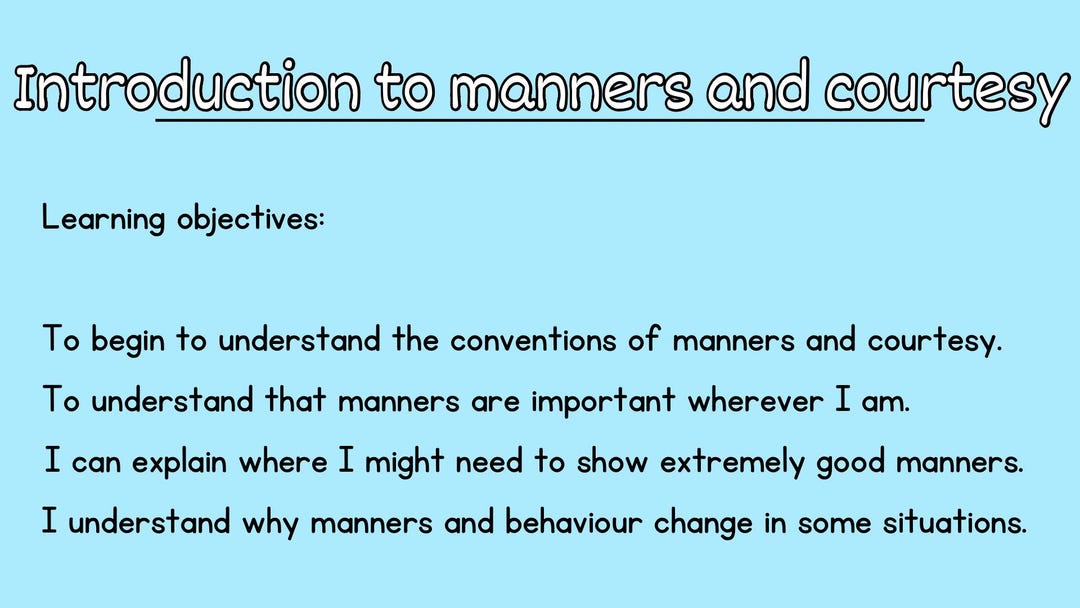 Manners and Courtesy Lesson Plan Manners and Courtesy Powerpoint PSHE ...
