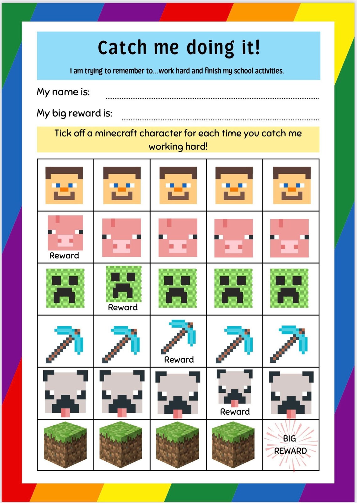 Reward Chart for Children Behaviour Chart Token Chart - Etsy