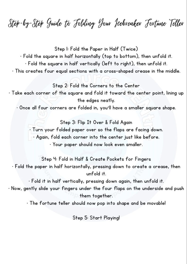 Icebreaker Fortune Teller | Cootie Catcher | All About Me Activity ...