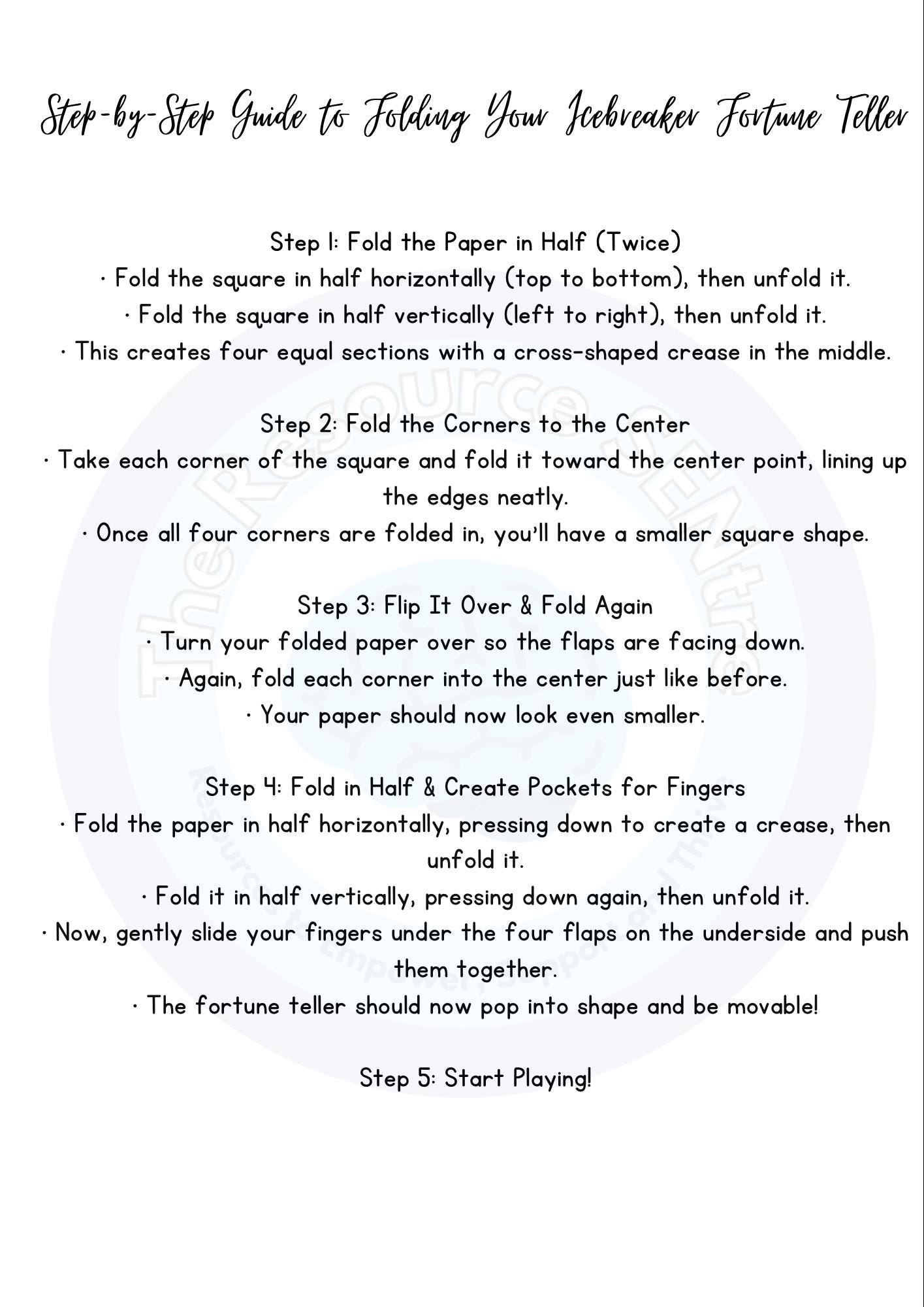 Icebreaker Fortune Teller | Cootie Catcher | All About Me Activity ...