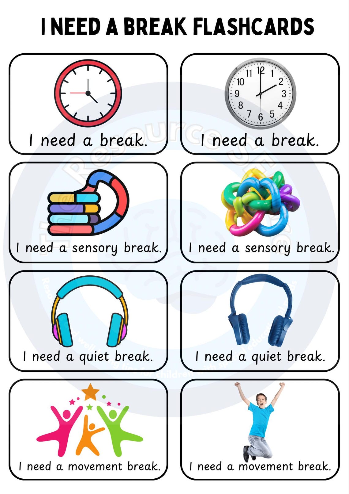 Brain Break Flashcards for Children (digital Download) - Etsy