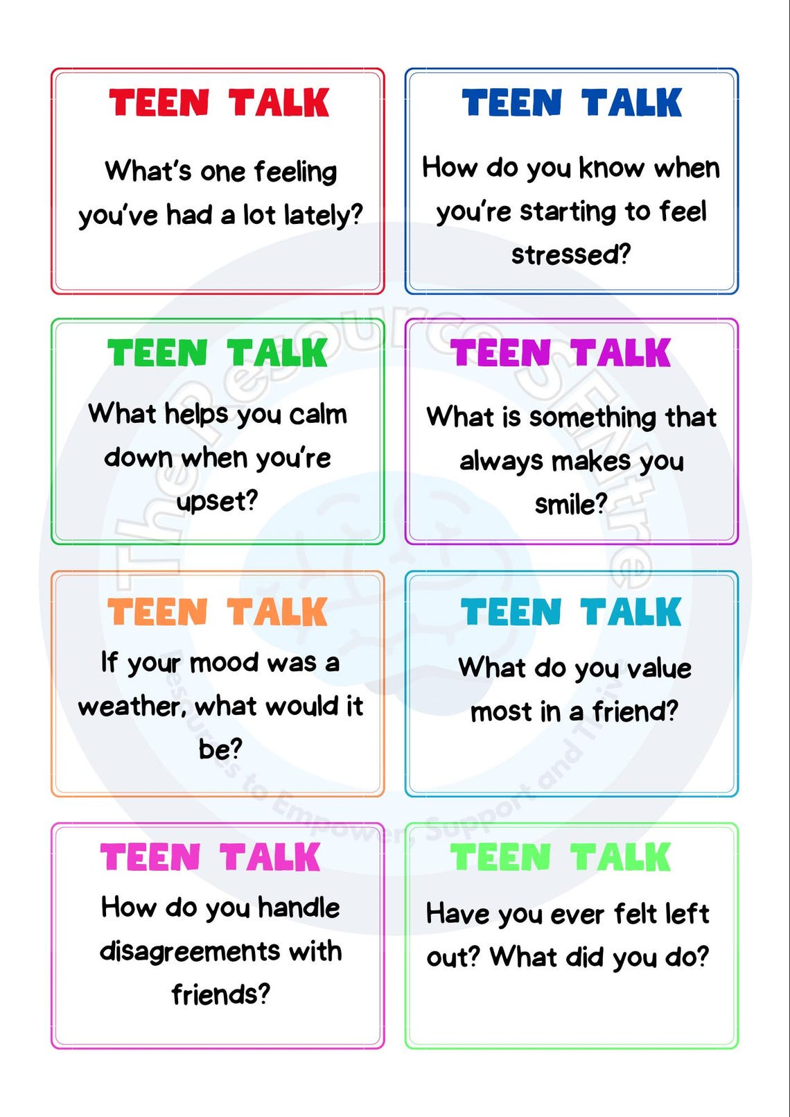 Teen Therapy Question Cards: Conversation Starters - Etsy