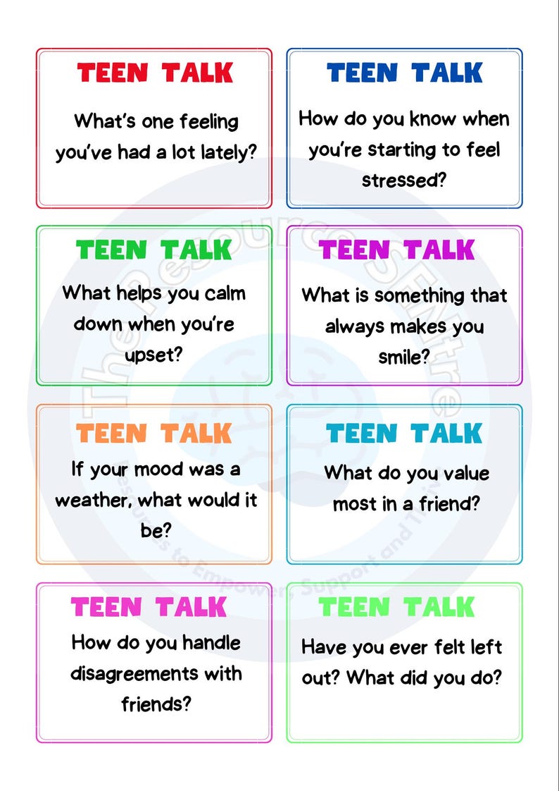 Teen Therapy Question Cards: Conversation Starters - Etsy