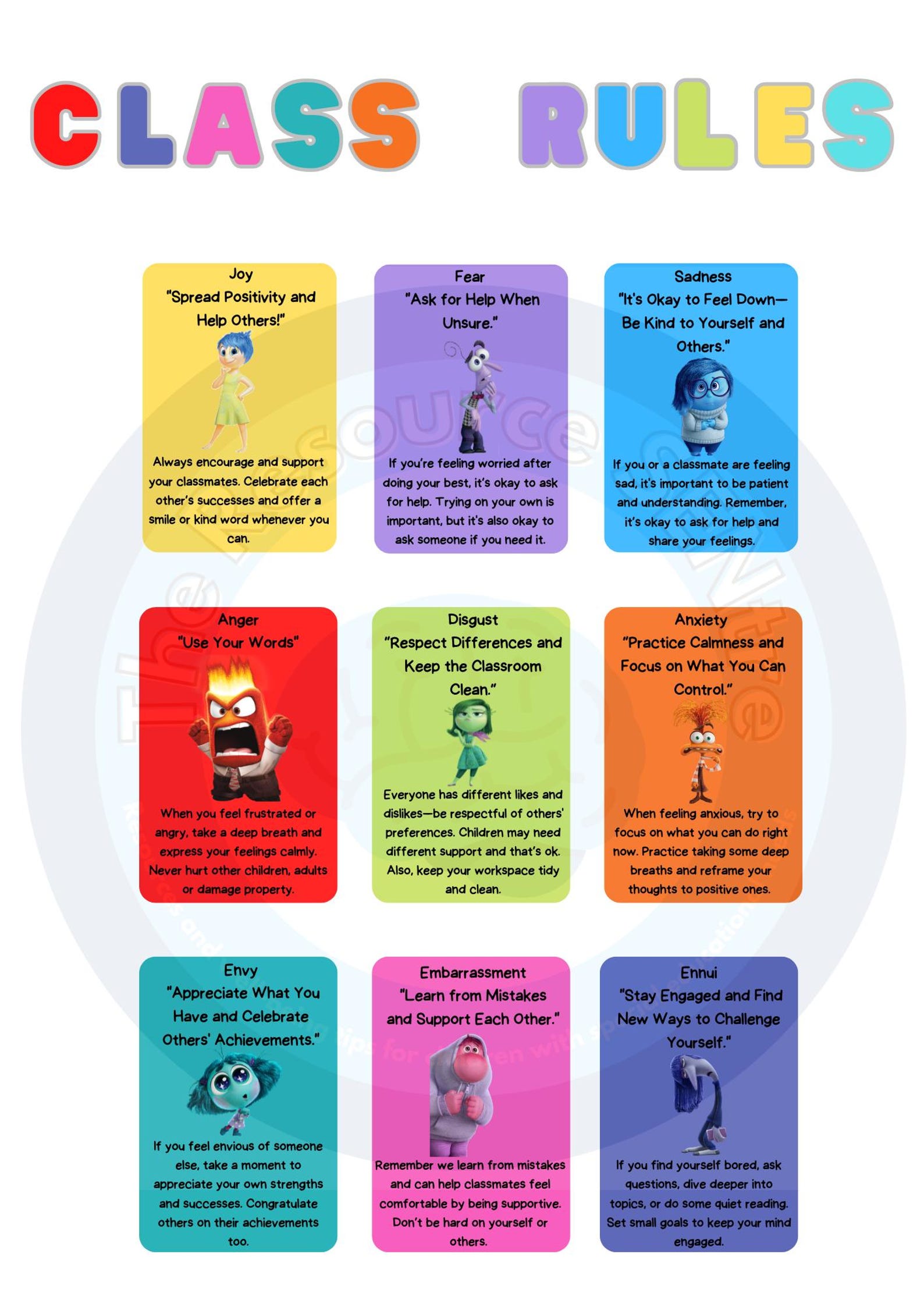 Inside Out 2 Class Rules Poster - Etsy