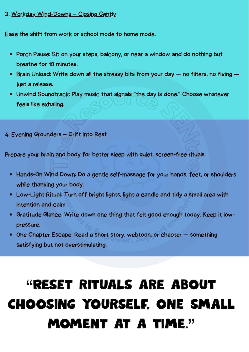 Reset Rituals Printable | 10-minute Transitions for Self-care & Mental ...
