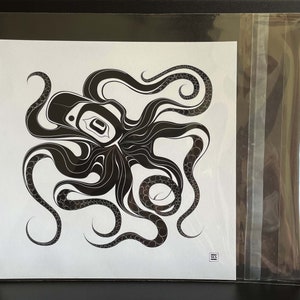 Native Northwest Coast Tlingit Octopus Giclee Print - Black, Right ...