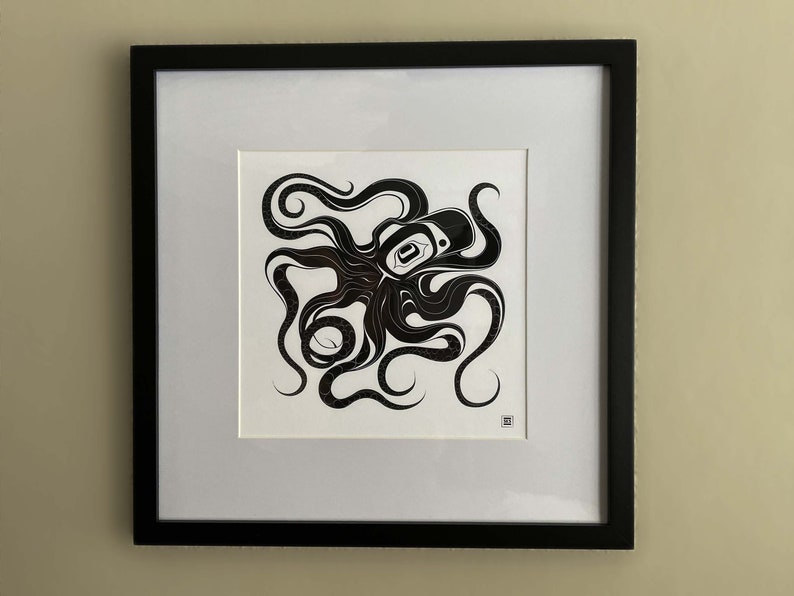 Native Northwest Coast Tlingit Octopus Giclee Print - Black, Left ...