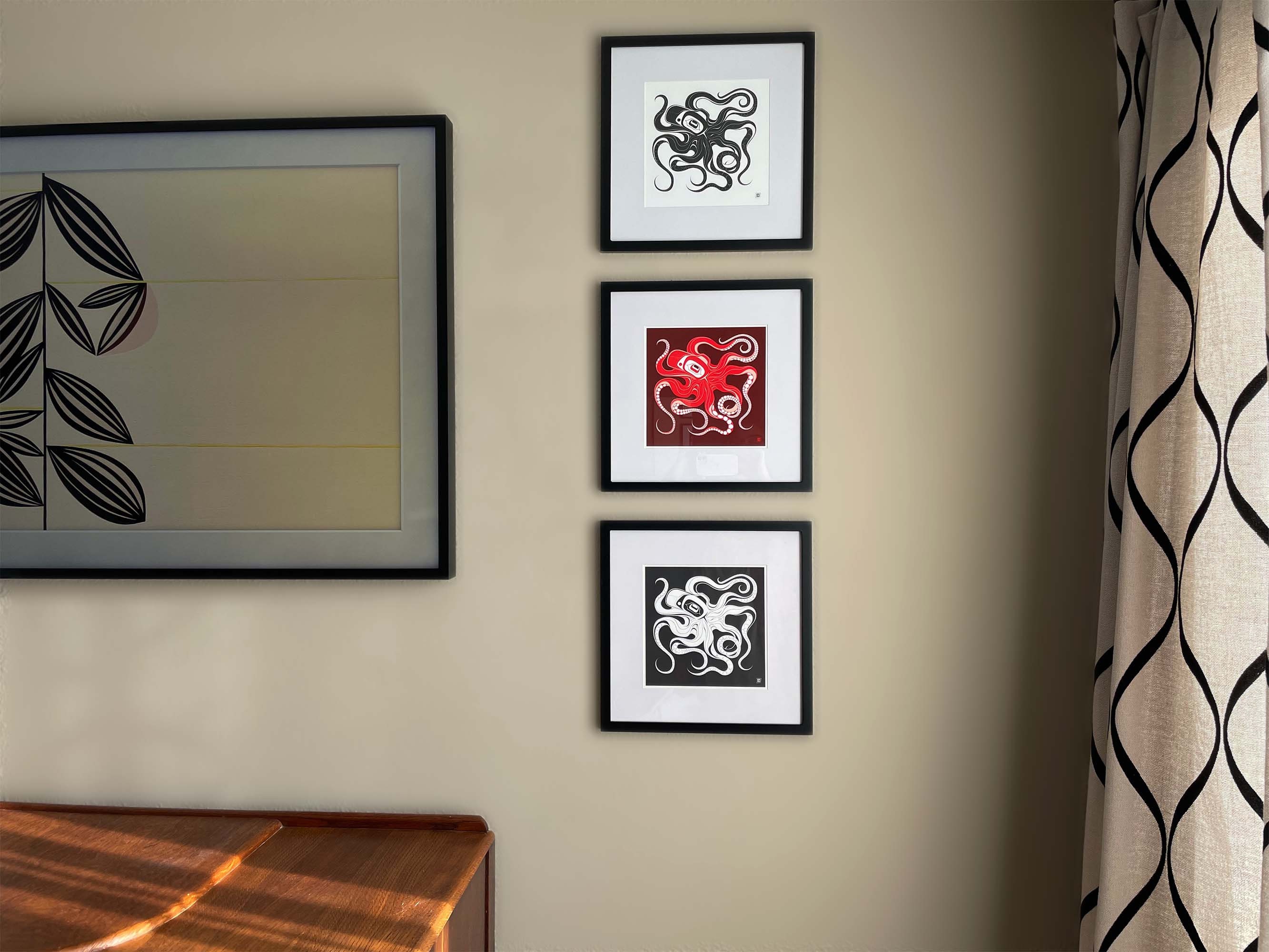Native Northwest Coast Tlingit Octopus Giclee Print - White/grey, Right ...