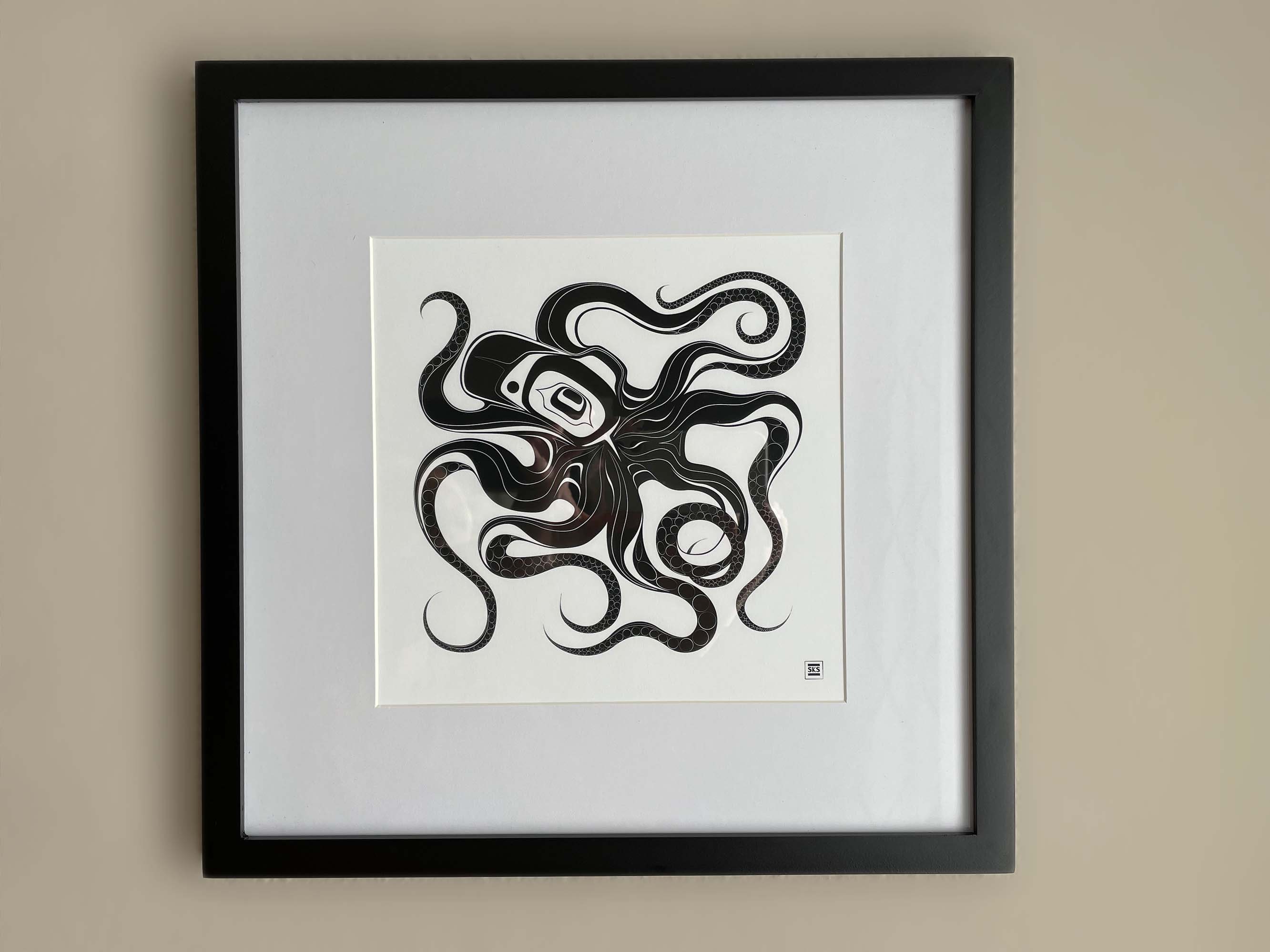 Native Northwest Coast Tlingit Octopus Giclee Print - Black, Right ...