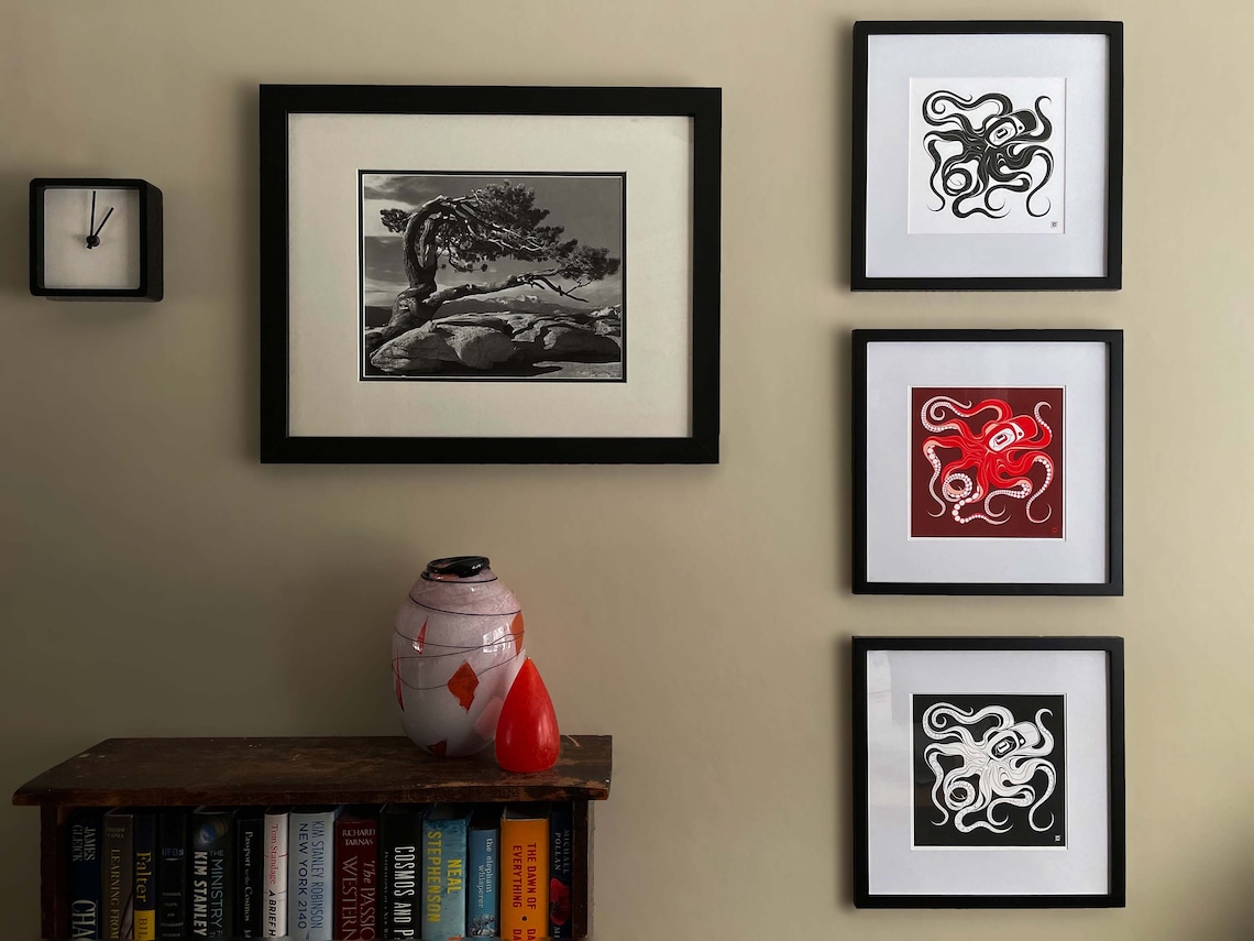 Native Northwest Coast Tlingit Octopus Giclee Print - Black, Left ...