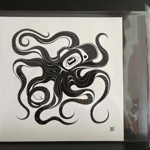 Native Northwest Coast Tlingit Octopus Giclee Print - Black, Left ...