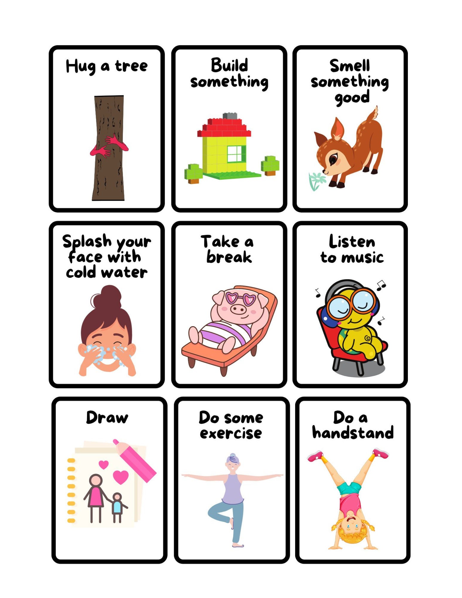 Calm Down Cards Behavior Prompts for Kids Digital Printable ADHD ...