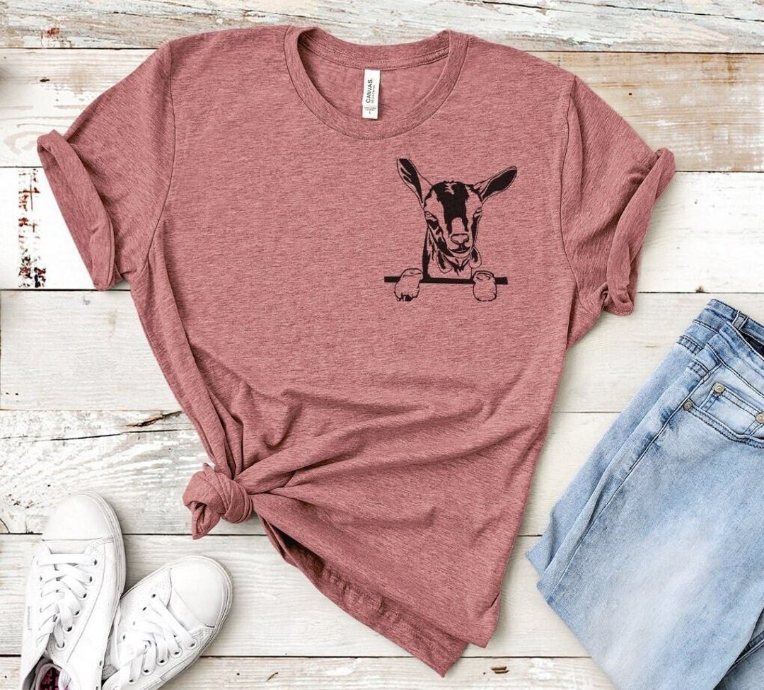 Cute Goat Shirt, Pocket Goat Shirt, Farm Animal Shirt, Farmer Shirt ...