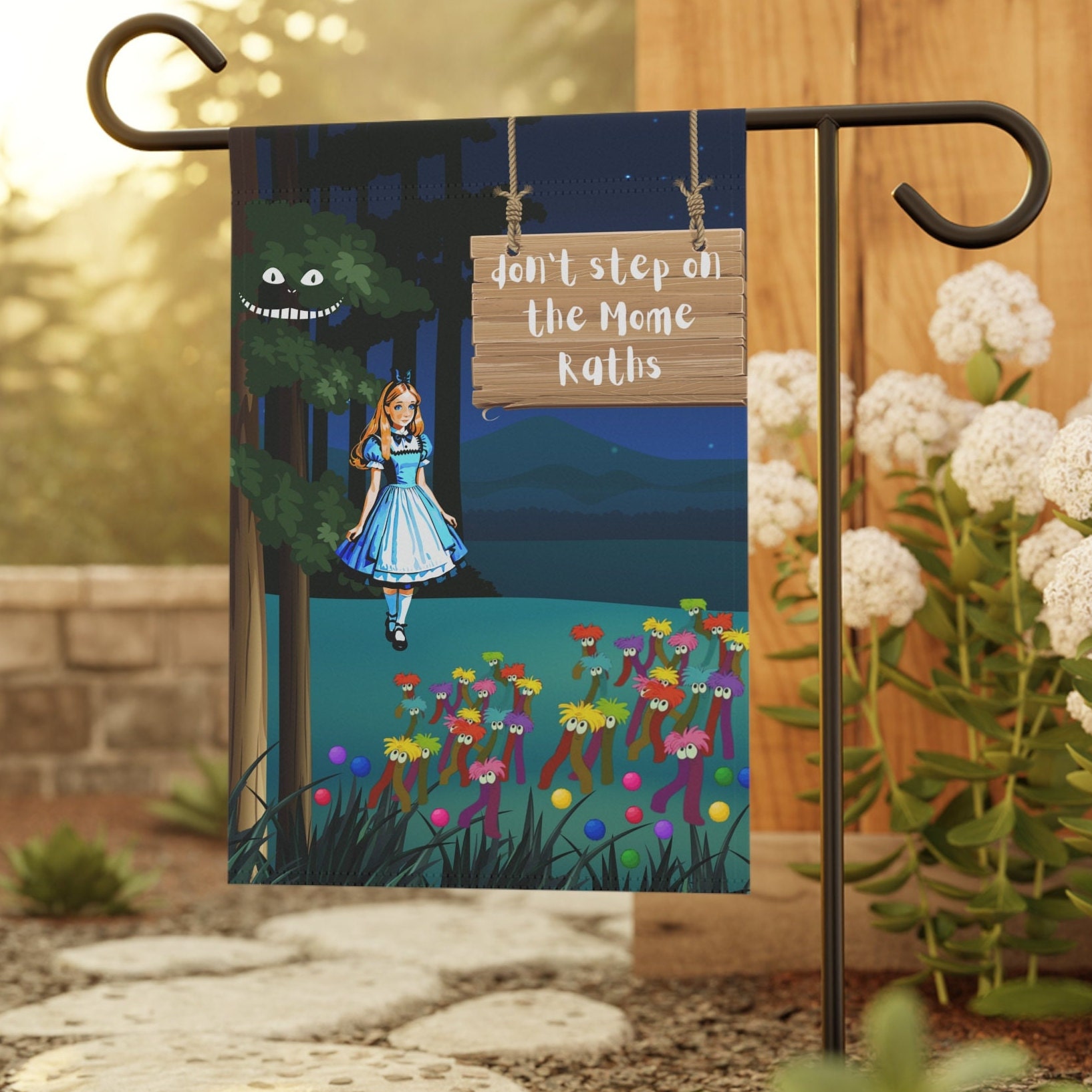 Don't Step on the Mome Raths Garden Flag, Alice in Wonderland Garden ...
