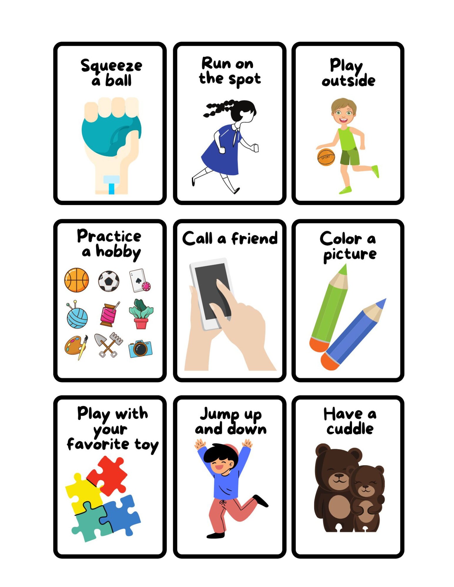 Calm Down Cards Behavior Prompts for Kids Digital Printable ADHD ...