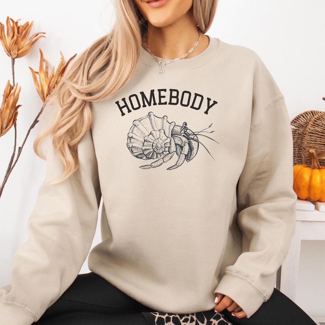 Homebody Hermit Crab Cute Sweatshirt for Introverts, Cozy Sweatshirt ...