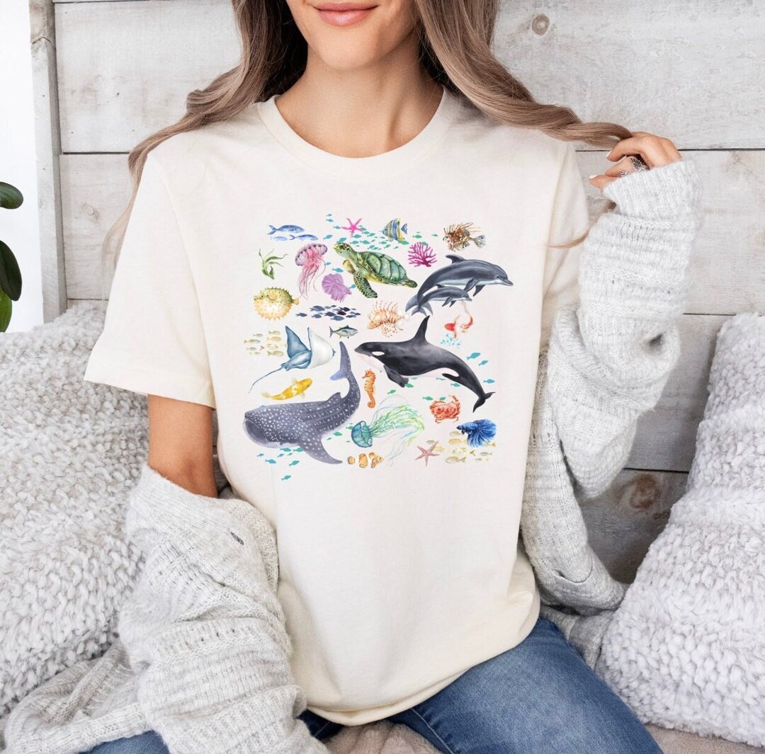 Ocean Animals Shirt, Marine Animals Shirt, Ocean Life Tee, Marine ...
