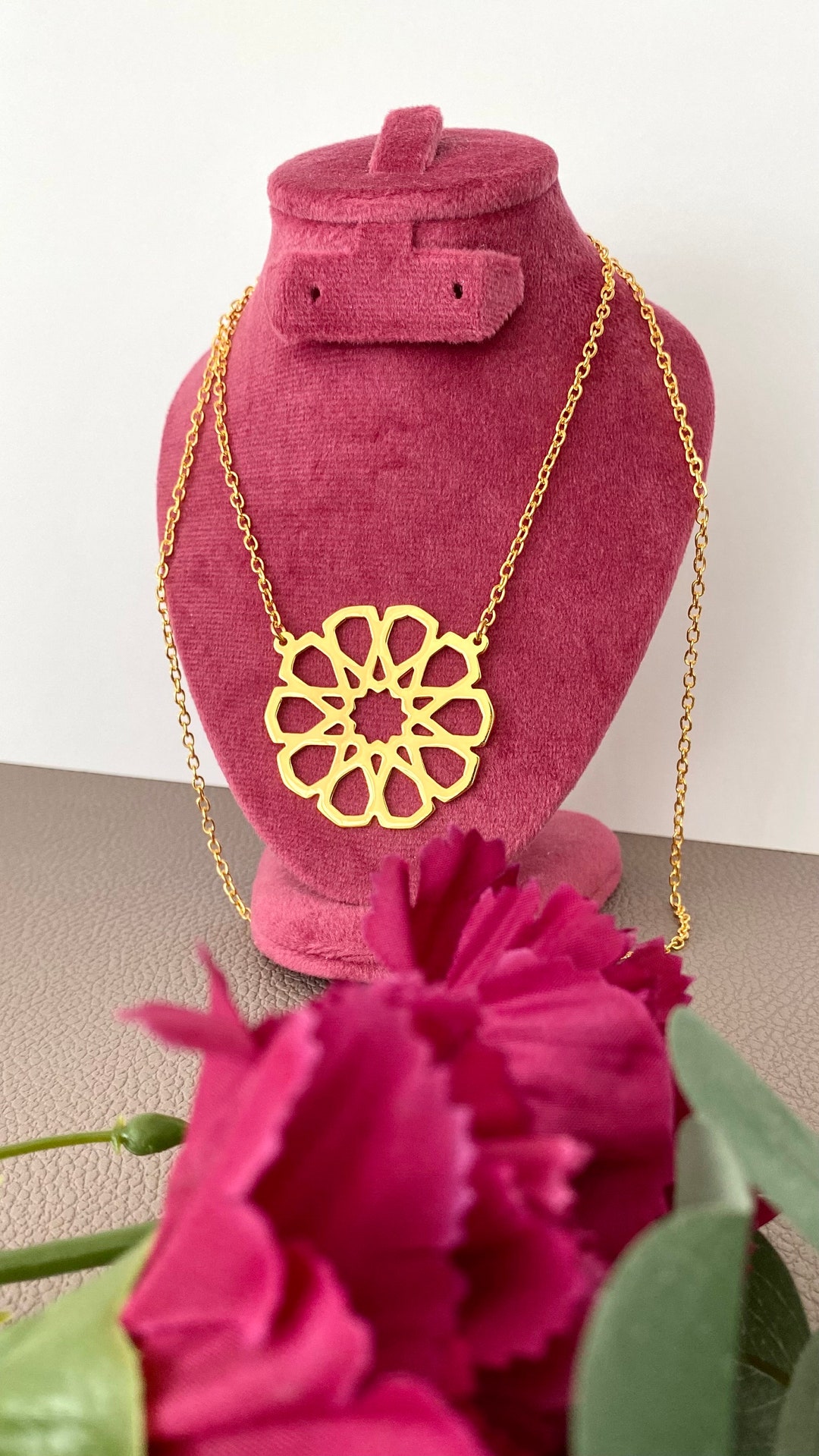 Eid Long Islamic Art Necklace 18K Gold Plated Islamic Art Jewelry ...