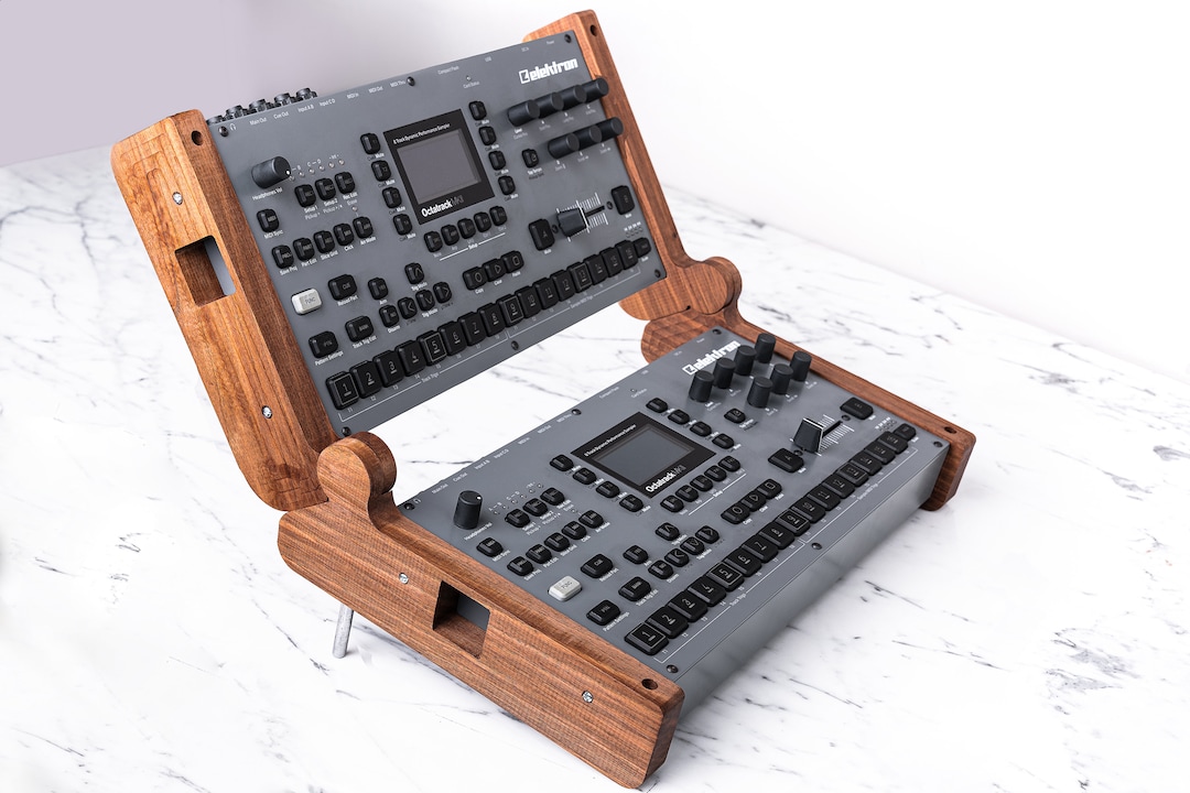 Walnut 2-tier Foldable Stand With Padded Case for All Elektron MKI ...