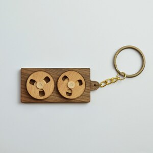 Wooden Reel to Reel Keychain, Gift for Musician, Reel to Reel Keychain ...
