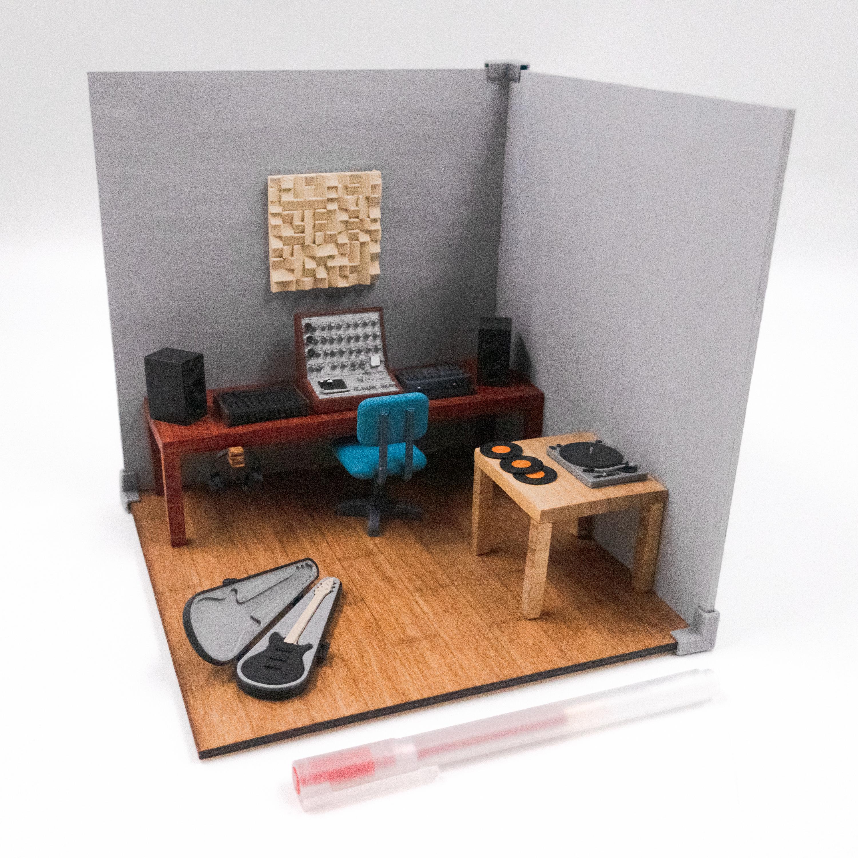 Miniature Music Studio Diorama With Synthesizer Detail, Miniature Model ...