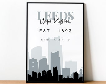 Leeds Skyline Poster - Etsy UK