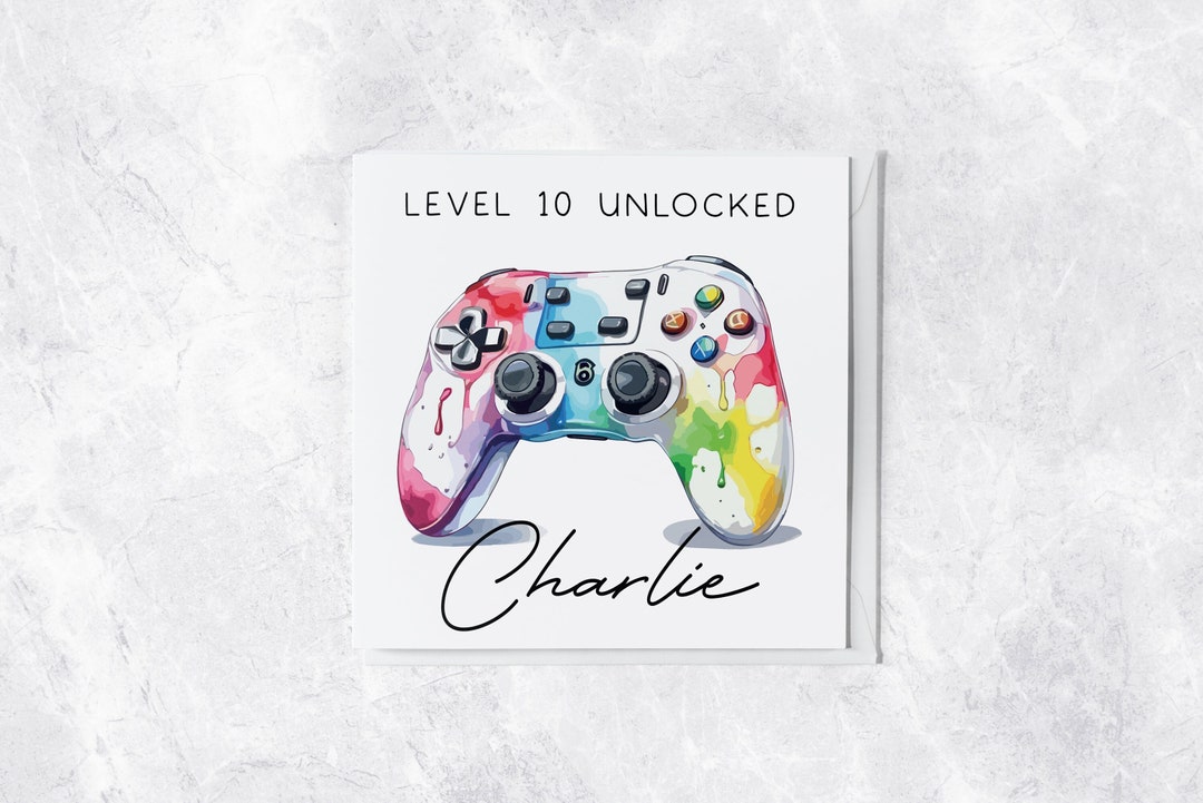 10 Year Old Gaming Birthday Card Level Unlocked Greetings - Etsy