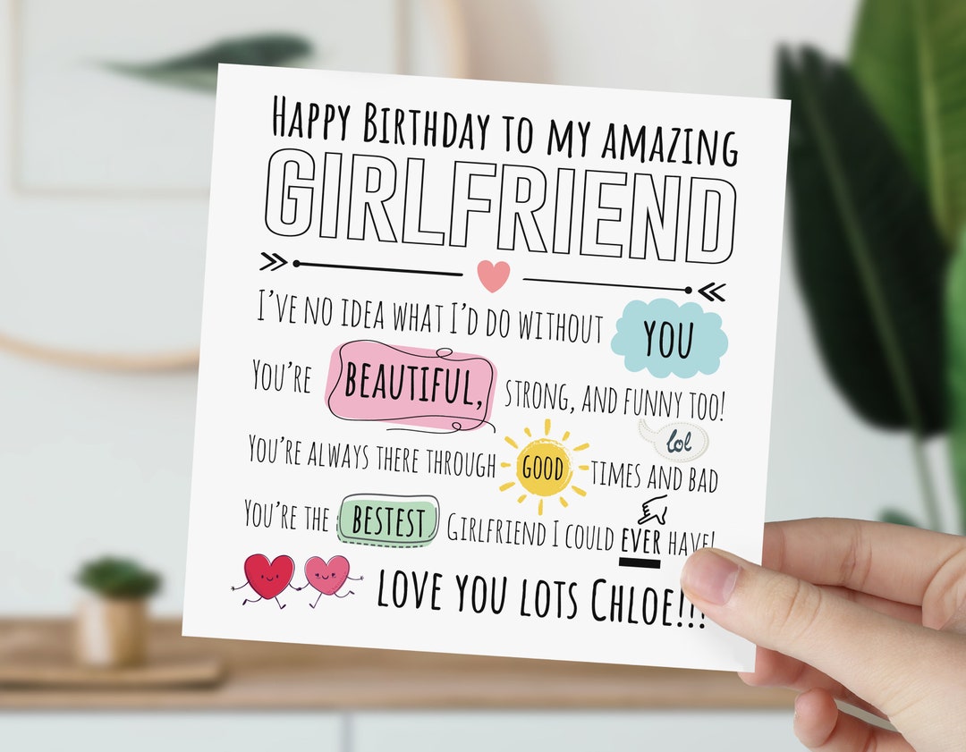 Personalised Girlfriend Birthday Card | Card for Her | Greetings Card ...