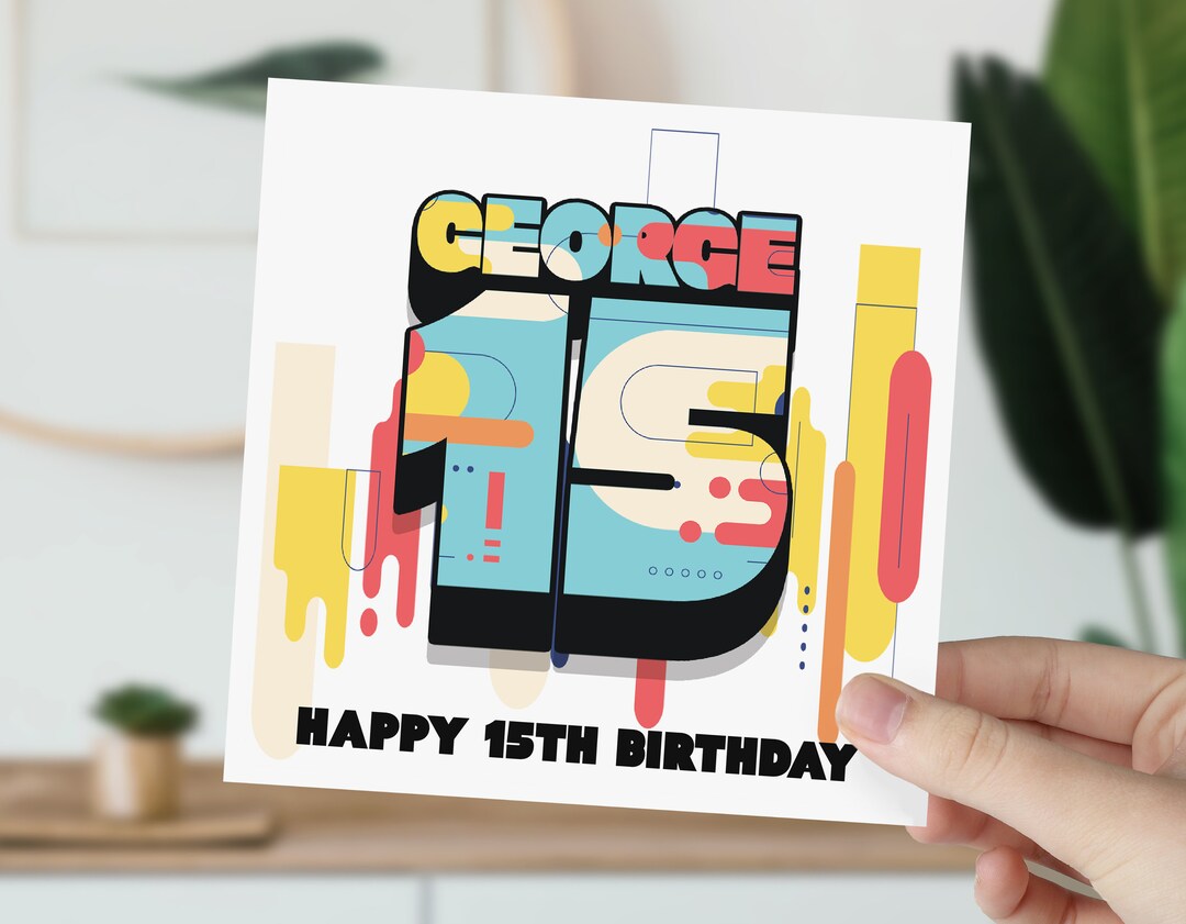 Personalised 15th Birthday Card | Abstract 15th Birthday Girl, Boy ...