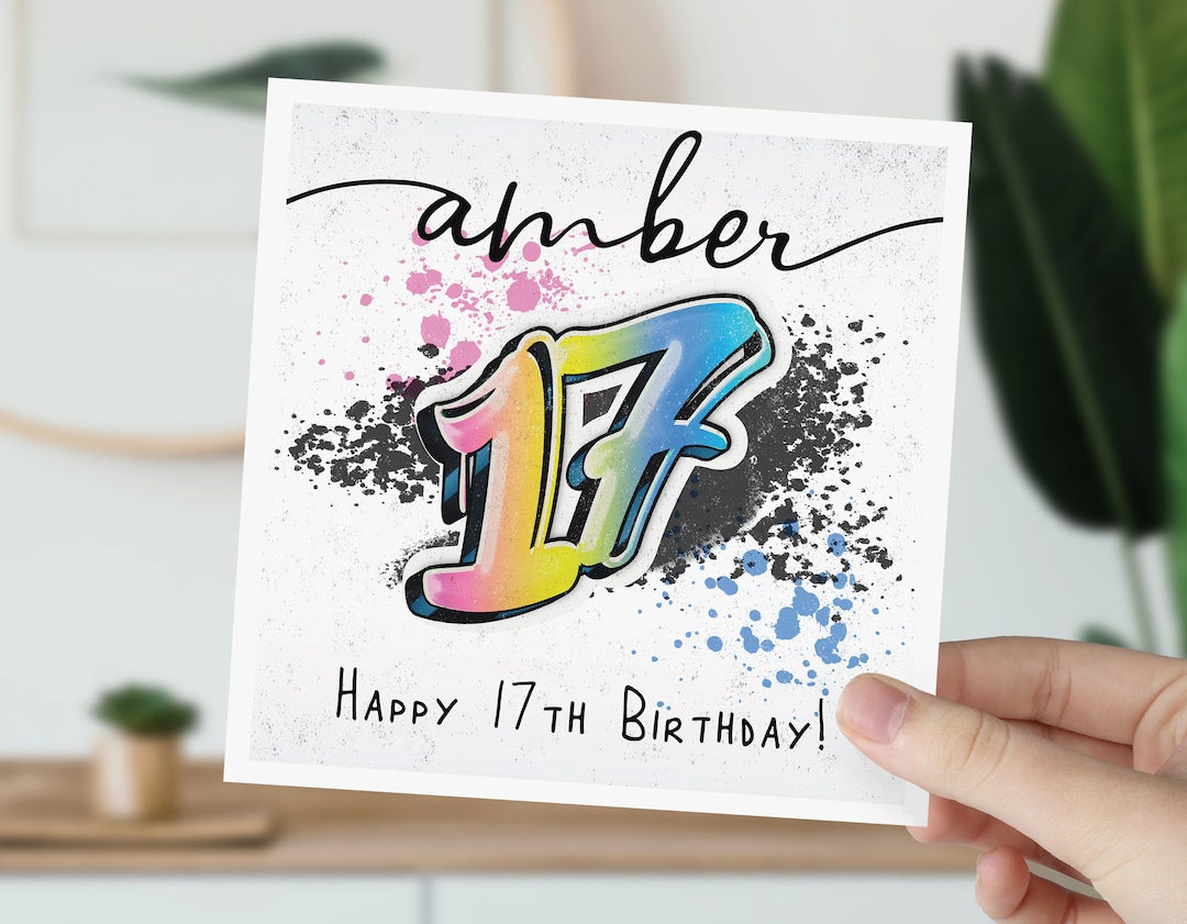 Personalised 17th Graffiti Birthday Card 17th Birthday Girl, Boy Card ...