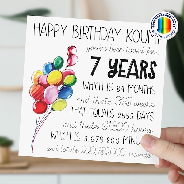 Personalised Granddaughter 7 Birthday Card - Etsy