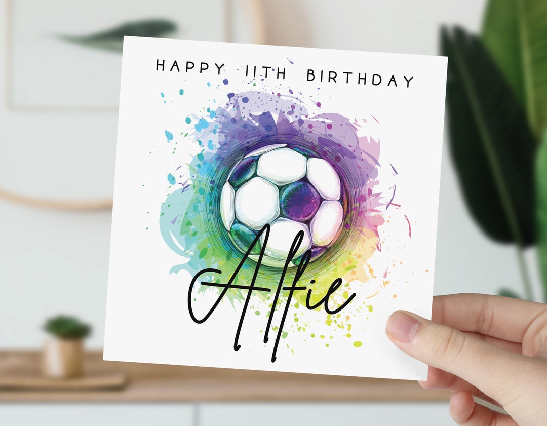 Personalised 11 Year Old Football Birthday Card | 11th Birthday Footie ...