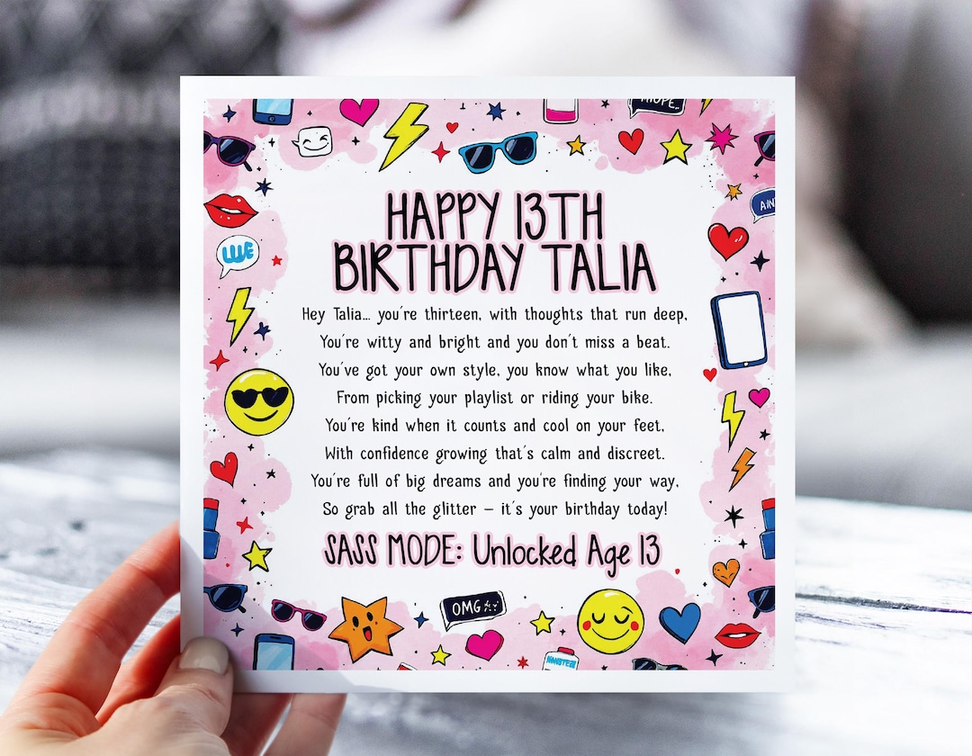 13th Birthday Card for Sassy Girl | Funny Poem Card for Daughter ...