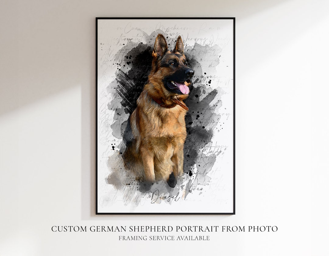 Personalised German Shepherd Pet Portrait Custom German Shepherd ...