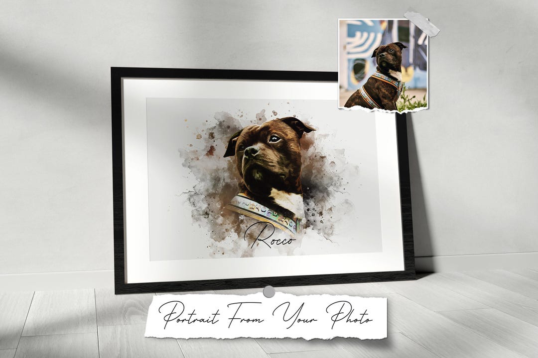 Custom Staffordshire Bull Terrier Print | Staffie Portrait From Photo ...