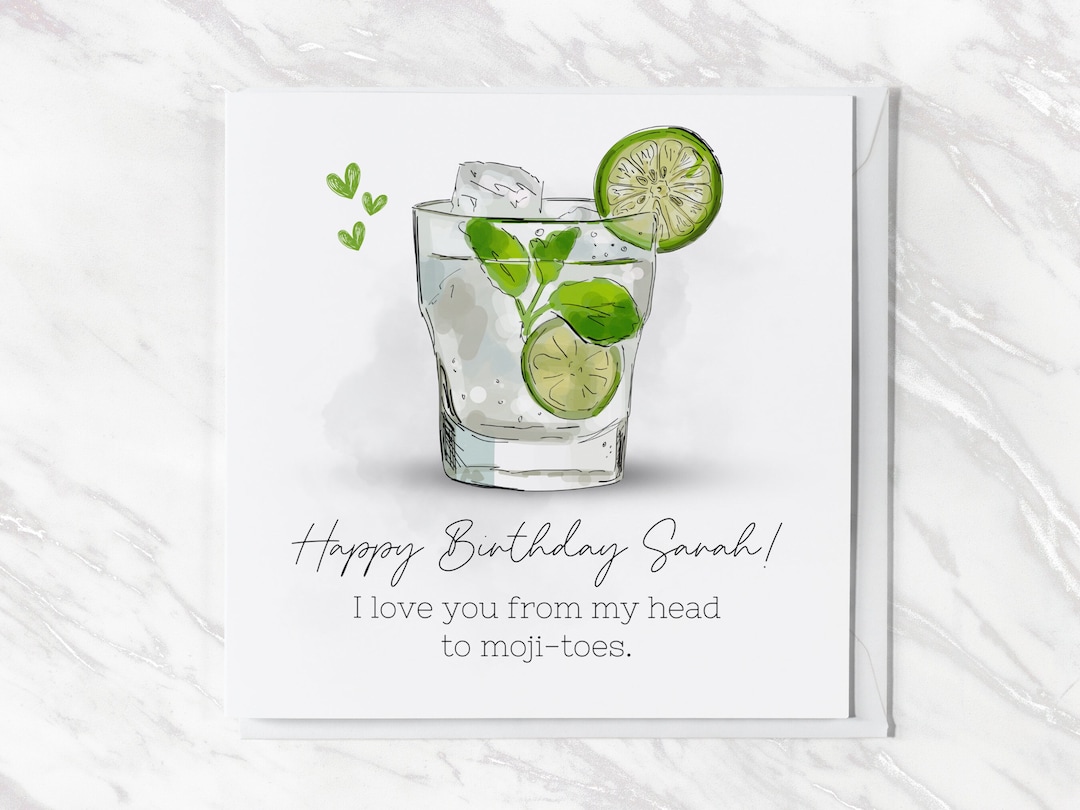 Mojito Cocktail Birthday Card Card for Bestie, Best Friend, Husband ...