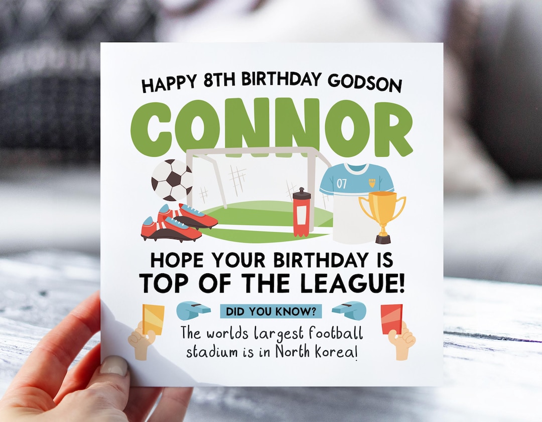 8th Birthday Card for Boys | Football Birthday Card for Son, Grandson ...