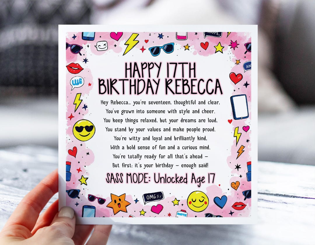 17th Birthday Card for Sassy Girl | Funny Poem Card for Daughter ...