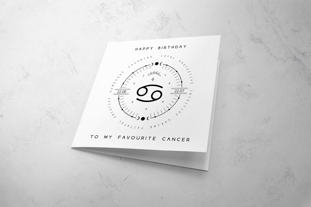 Cancer Zodiac Birthday Greetings Card Personalised Zodiac Birthday Card Cancer Custom Cancer ...