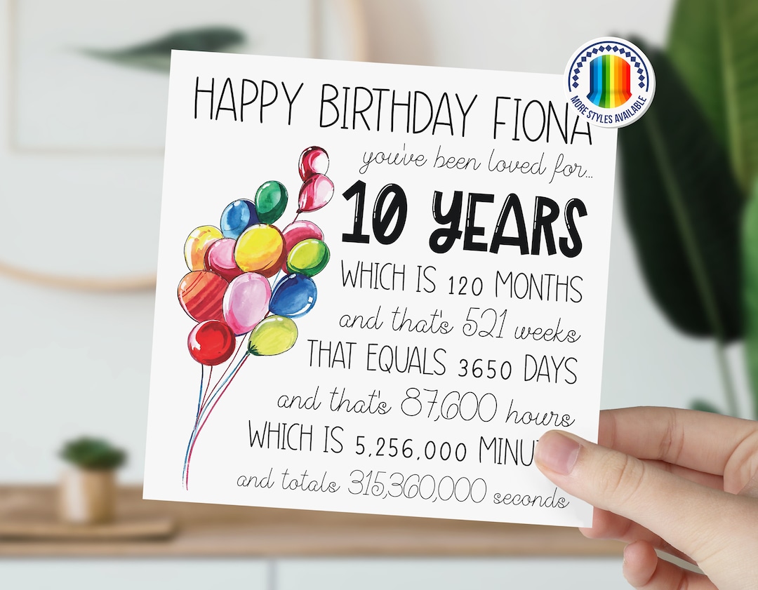 Personalised 10th Birthday Card | 10 Year Old Balloon Card | Happy 10th ...