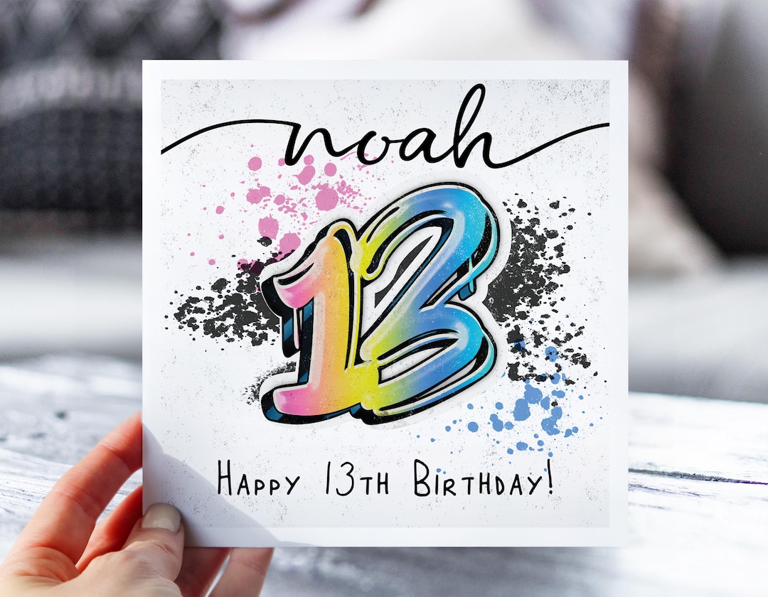 Personalised 13th Graffiti Birthday Card | 13th Birthday Girl, Boy ...