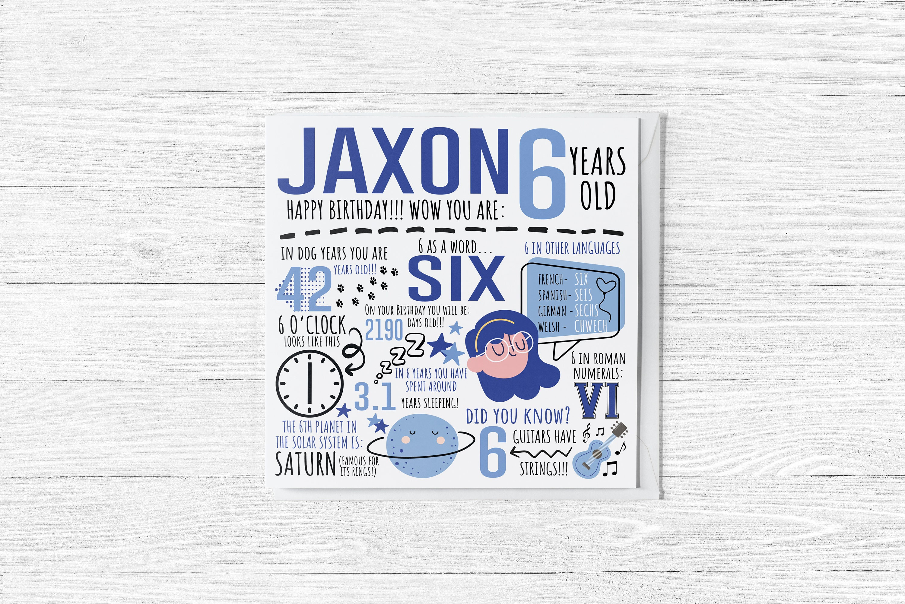 Personalised 6th Birthday Card for Boy 6th Birthday Card for - Etsy UK