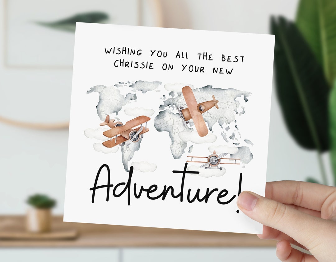 Personalised World Map Card | Good Luck on Your New Adventure Card ...